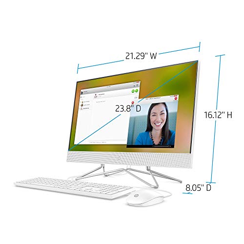 HP 24-inch All-in-One Desktop Computer, AMD Athlon Silver 3050U Processor, 8 GB RAM, 256 GB SSD, Windows 10 Home (24-dd0010, White) (Renewed)