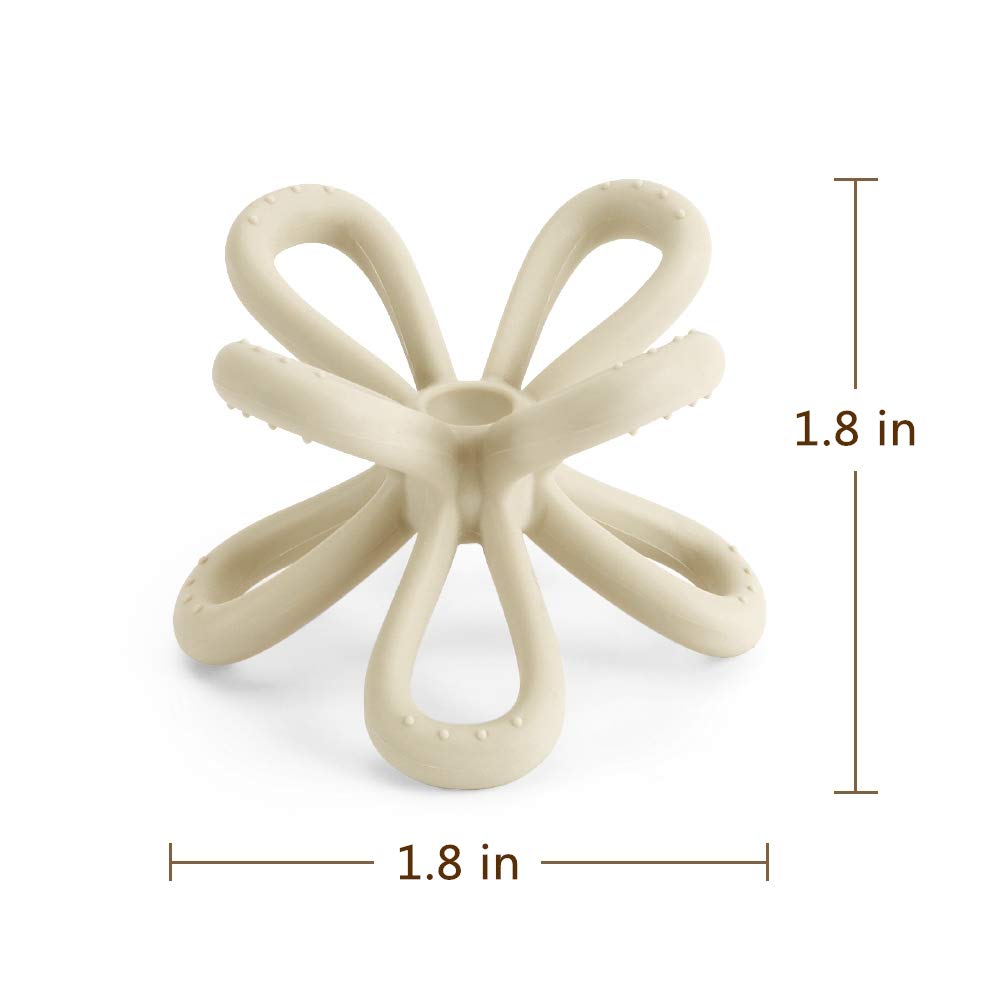 haakaa Silicone Flower Teether for Babies - Food Grade Silicone Flower Teething Toy for Teething Baby Soothing Sore Gum Healthy Silicone Teether with Teether Clip Prevent Losing
