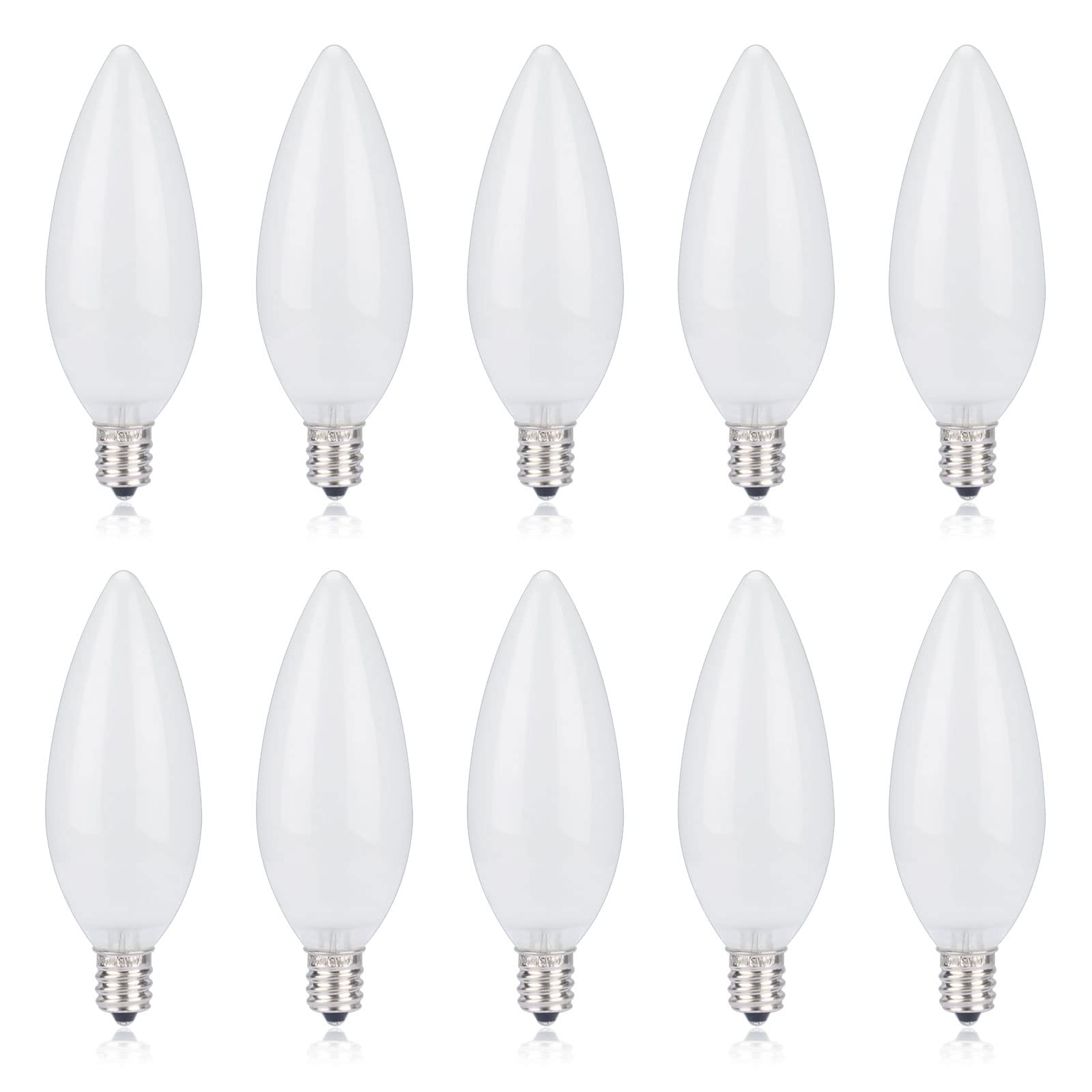 Haraqi 10 Pack 40W 120V E12 Base B10 CTC Incandescent Frosted Dimmable Light Bulbs, Candle Light Bulbs for Chandeliers, Ceiling Fan Lights, Pendants, Fireplace