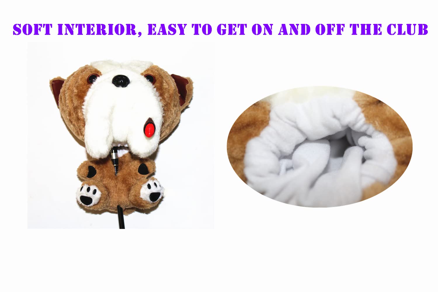 Golf Club Head Cover Funny Cartoon Golf Animal Wood Pole Set Suitable for 460 cc (brown)