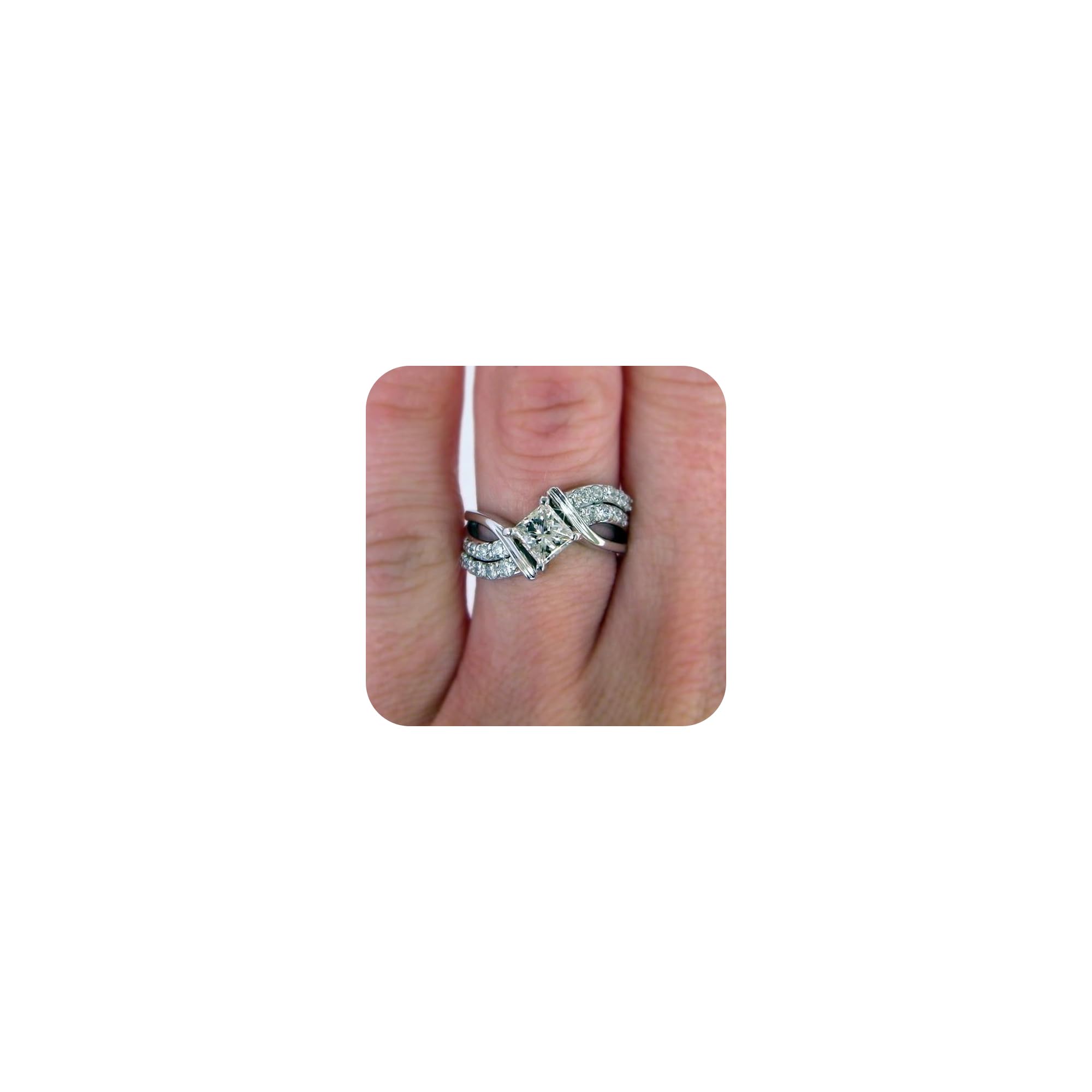 Gixaxak 925 Silver Ring Square Cubic Zirconia Inlay Ring CZ Crystal Square Engagement Rings Split Shank Promise Rings Wedding Personality Bands 7