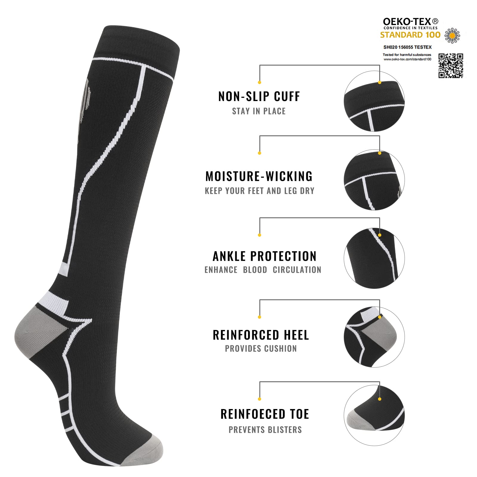 hello momoya Compression Socks for Women Men Knee High Support Socks 8 Pairs for Nurses, Running, Flying, Athletic