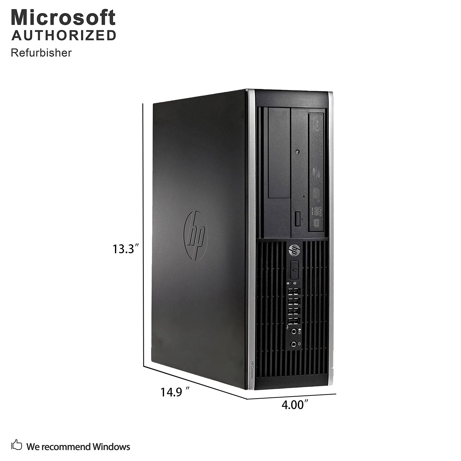 HP Elite Desktop Computer Tower PC Intel Ci5-2400, 16GB Ram, 2TB HDD, Wireless WiFi, Bluetooth Adapter, DVD-ROM, Keyboard Mouse 24 inches Dual LCD Monitor Brands Vary, Windows 10 (Renewed)
