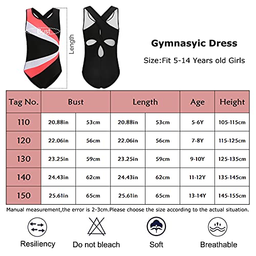 Happy Cherry Girls Gymnastics Leotard Sparkle Gradient Leotards for Kids
