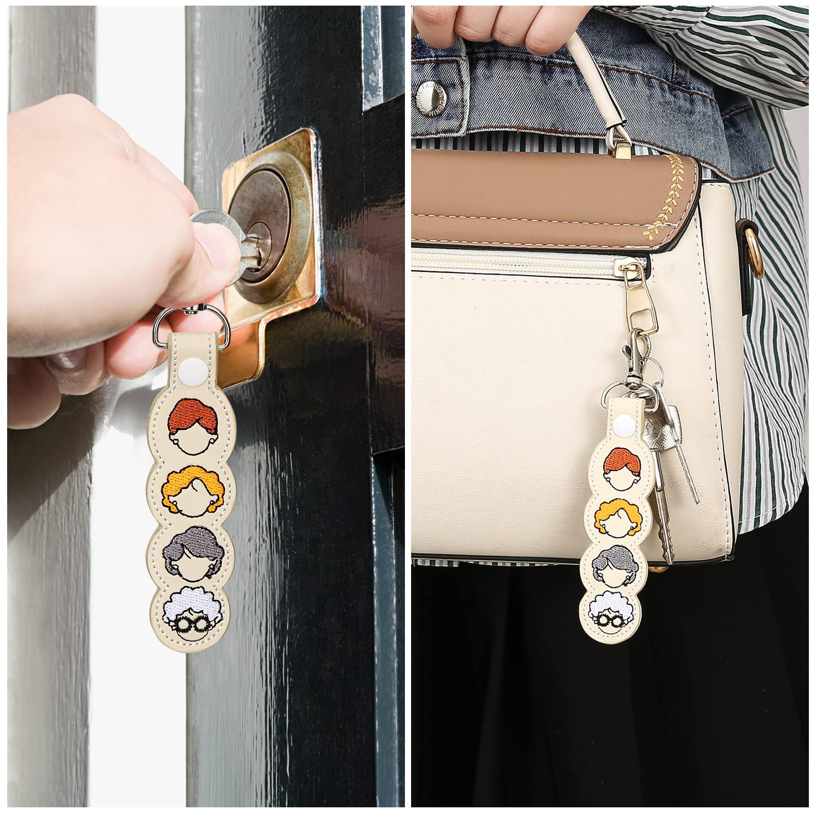 HappyDaddy Leather Keychain, Womens Keychain,Keychain Best Gift for Great Birthday or Christmas Gift(Golden Girls)