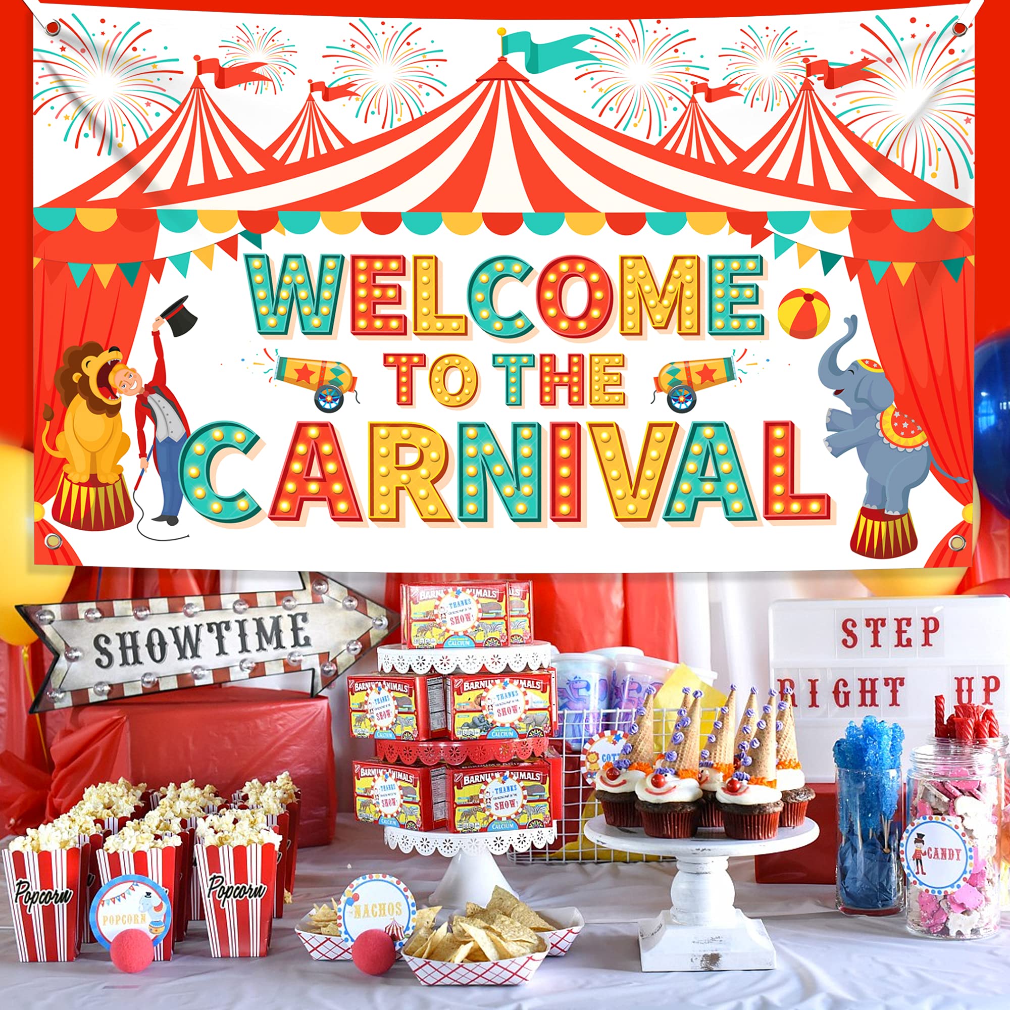 KatchOn, XtraLarge Welcome To The Carnival Banner - 72x44 Inch | Carnival Decorations for Carnival Theme Party Decorations | Carnival Games Decor for Circus Theme Party Decorations | Carnival Backdrop