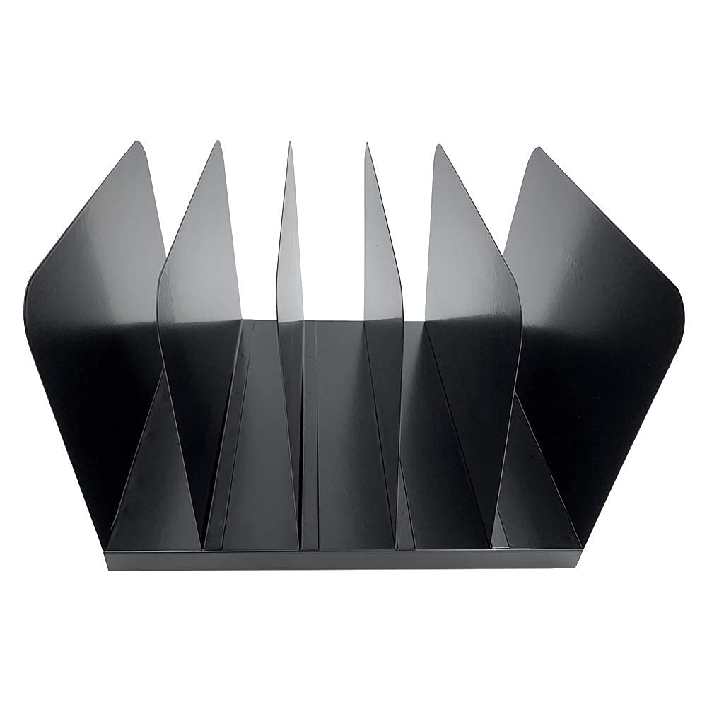 Huron Desktop File Organizer Vertical 5 Slot, Black Steel