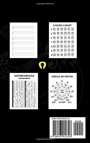 Guitar Tablature Notebook with Extra Charts: Blank Guitar Tablature Paper, Standard Tab Manuscript Paperback Chord Chart Ukulele Strumming, Circle of Fifths