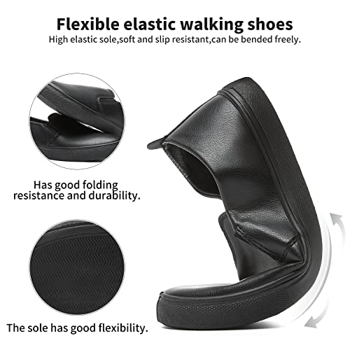 hash bubbie Womens White PU Leather Sneakers Low Top Tennis Shoes Casual Walking Shoes(Full Black.US7)