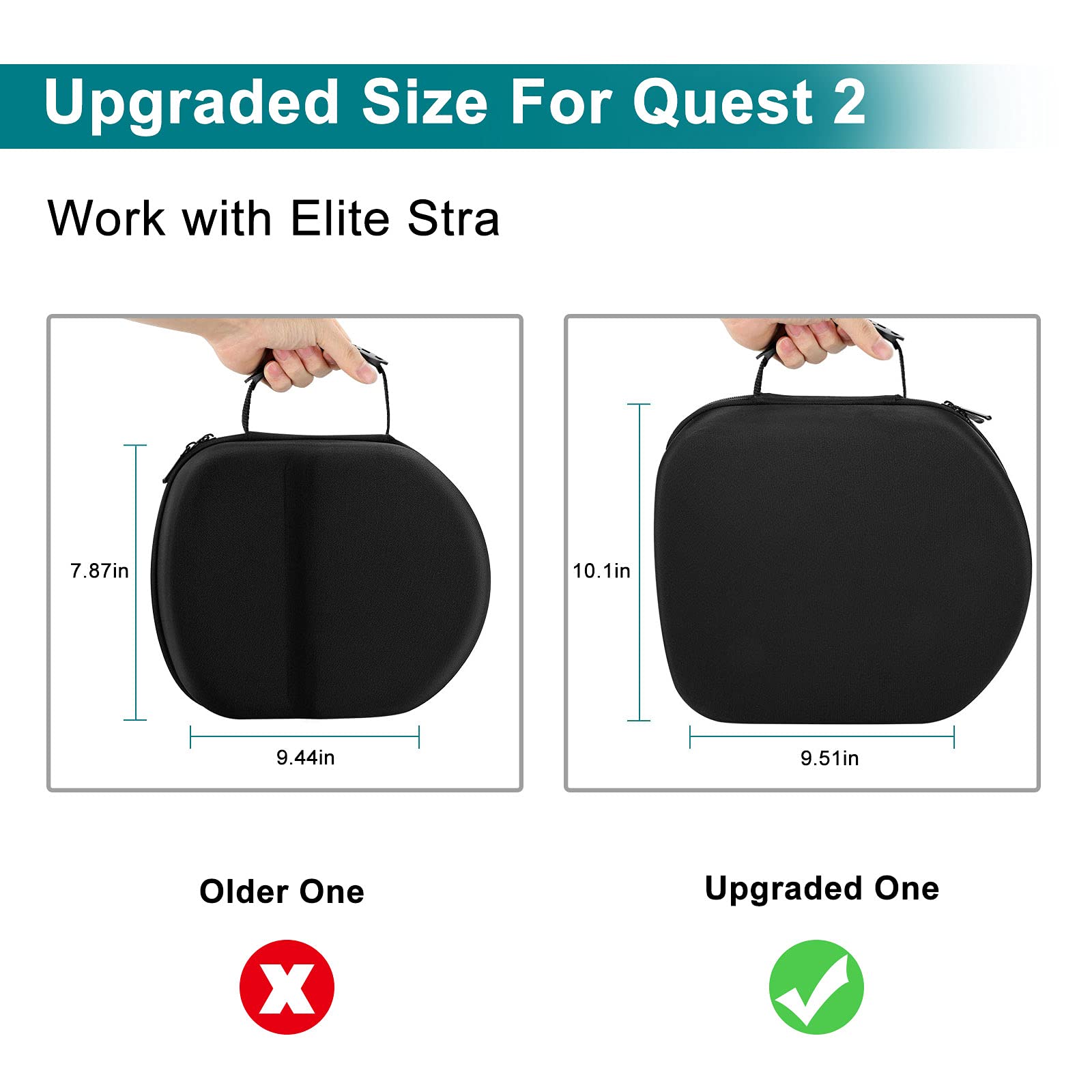 Hard Travel Case Compatible with Oculus Quest 2 with Elite Strap, Portable Protection Carrying Case Storage for Oculus Quest VR, Gaming Headset, Controllers Accessories, Valentines Day Gifts for Him
