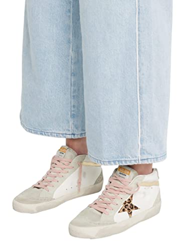Golden Goose Women's Mid Star Classic Leather Sneakers, White/Beige/Brown Leo (us_Footwear_Size_System, Adult, Women, Numeric, Medium, Numeric_10)