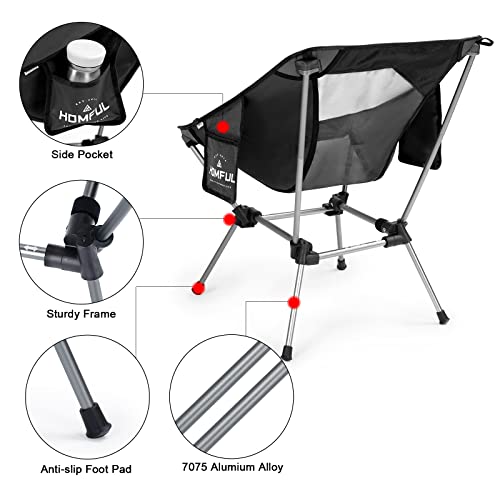 HITORHIKE Camping Chairs for Adults Folding Camp Chair-10-Second Install,Breathable Fabric, Portable Bag,Lightweight Perfect for Camping,Beach,Backpacking Picnic,Supports 330 Lbs (Black 2pcs)