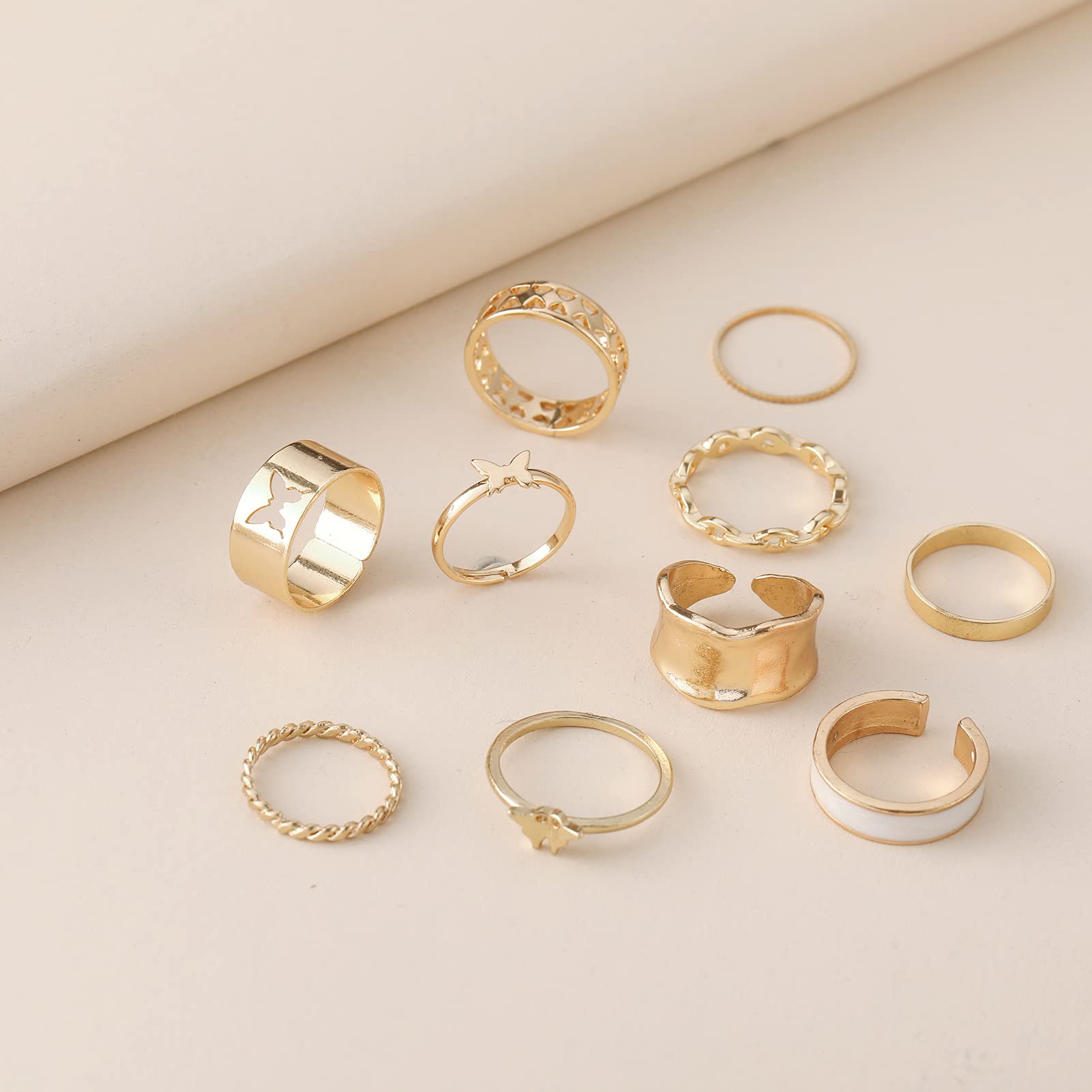 ÌF ME Gold Stackable Knuckle Rings Set Link Twist Midi Rings for Women Men Bohemian Retro Adjustable Joint Statement Finger Rings (golden4)