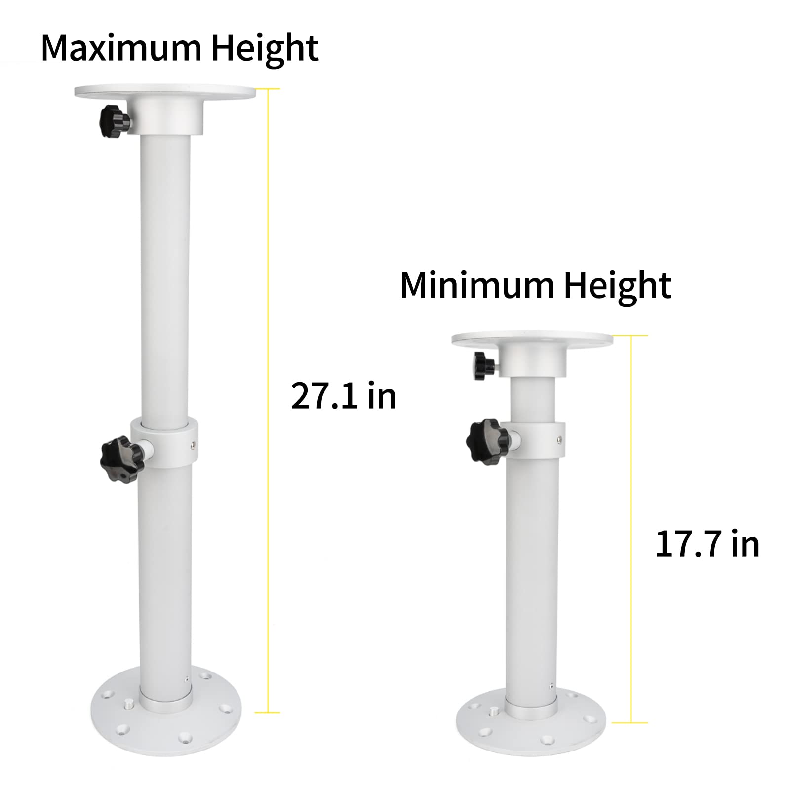 MiKaFex Adjustable Table Pedestal Stand Detachable Table Base Kit 17.7in-27.1in Aluminum Alloy Table Base Compatible with Boat Yacht RV Motorhome Caravan
