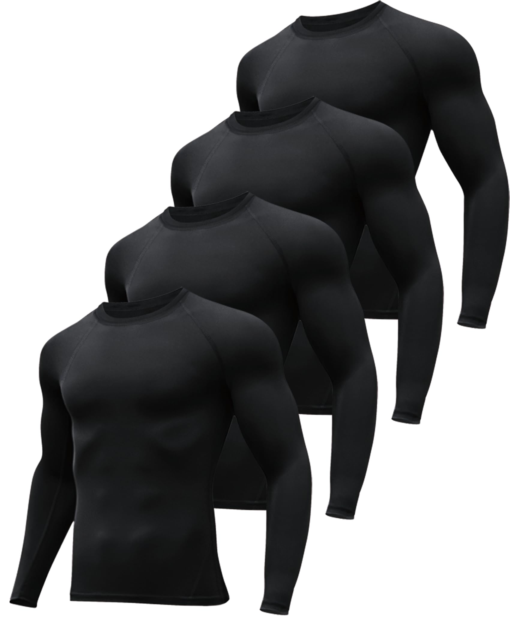 HOPLYNN 5 Pack Compression Shirts Men Long Sleeve Rash Guard Athletic Baselayer Undershirt Gear Tshirt for Sports Workout 2 Black 1 White 1 Blue 1Gray-M