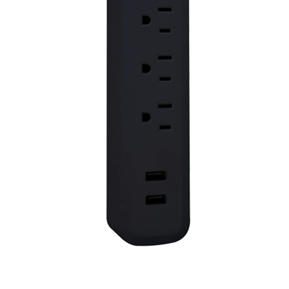 GLOBE Designer Series 6ft 6-Outlet USB Surge Protector Power Strip, 2x USB Ports (5V/3.1A), Surge Protector, Right Angle Plug, Circuit Breaker Switch, Blue &Gray, Rubberized Finish, Fabric Cord,78504