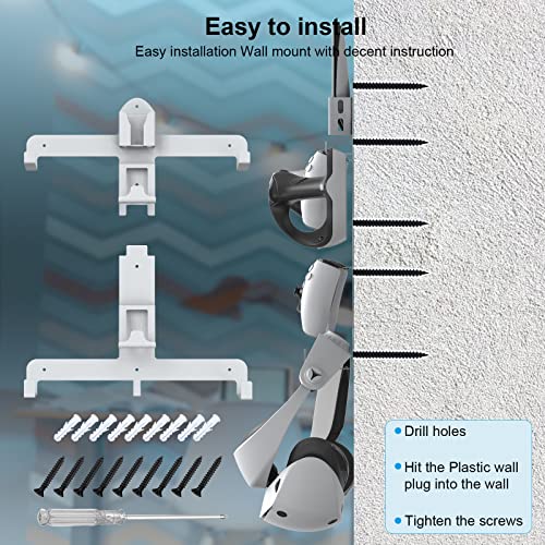 JDDWIN Wall Mount Storage Stand for PS5 VR2, Headphone Hanger and Media Remote Hanger for PS VR2