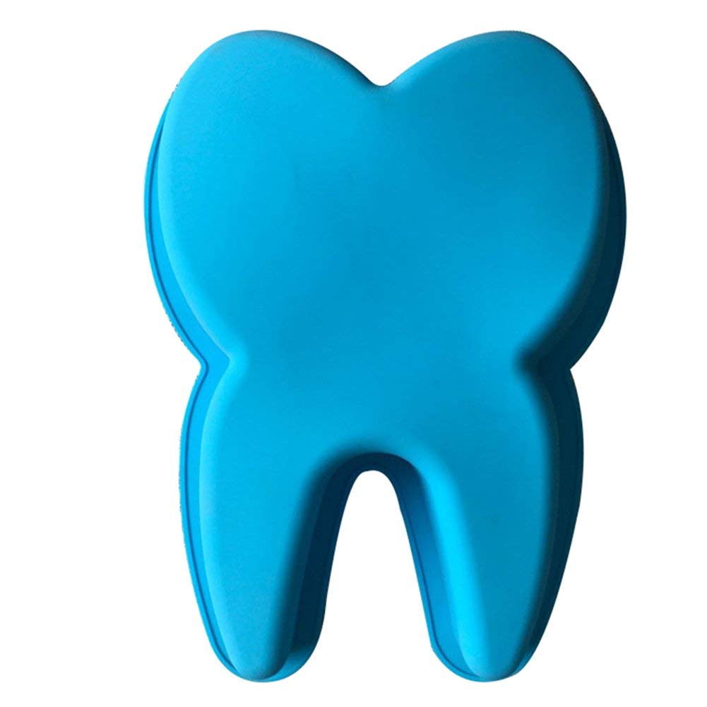 HiParty Tooth Cake Pan, Non-Stick Teeth Silicone Cake Bread Mousse Pie Flan Tart Baking Mold Kitchen Bakeware (12.4" X 9.8", Random Color)