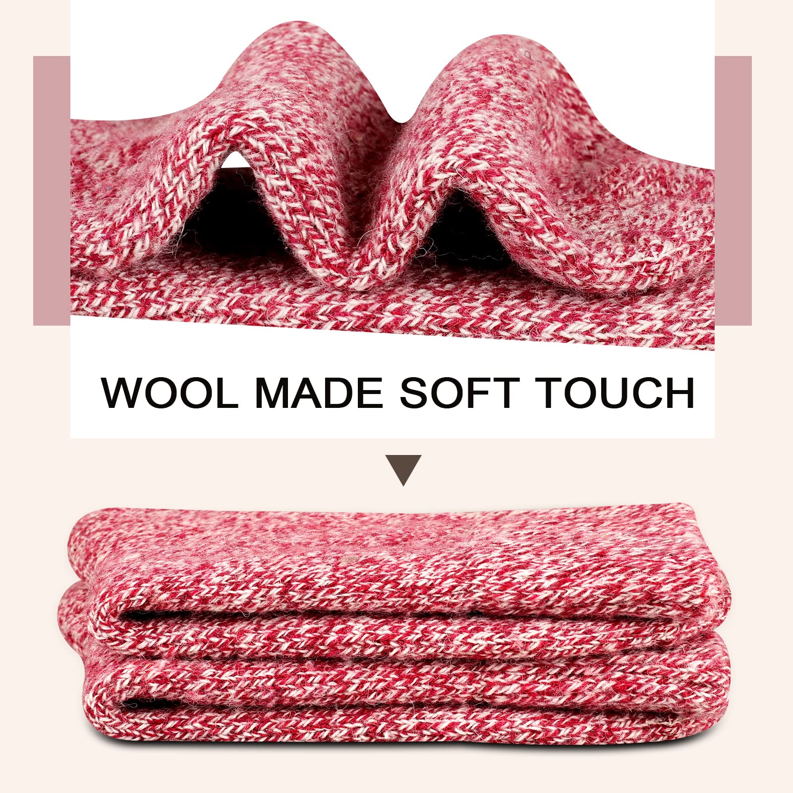 Heatuff Women's Winter Wool Socks Warm Soft Full Cushion Crew Socks (5 Pairs)
