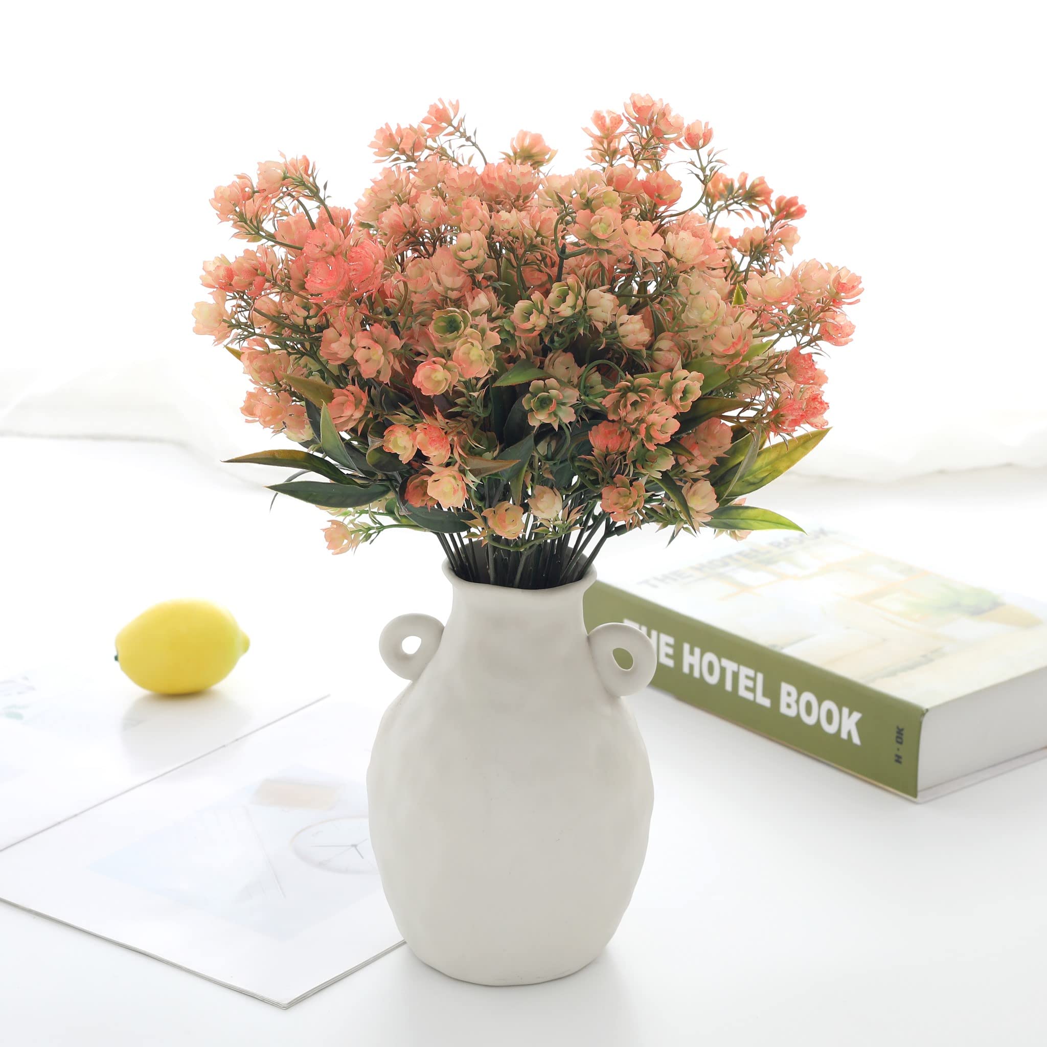 Grand Verde Plastic Flowers Artificial Bouquets Faux Wildflowers 12.8β Short Stems, Cemetery Grave Outdoor Balcony Decoration Bulk, 10pcs (Orange)