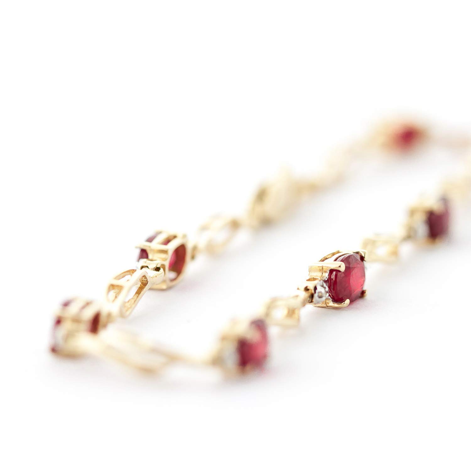 Galaxy Gold GG 14k Solid Yellow Gold Tennis Bracelet 4.21 ct Ruby Diamond - size 8.0