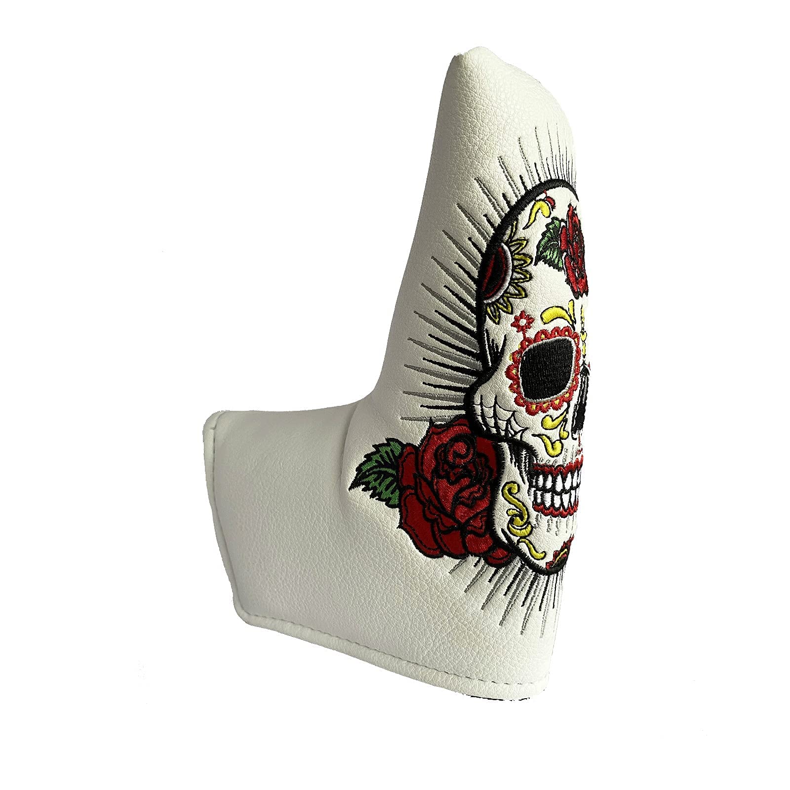Golf Putter Head Cover Embroidered Headcover with Magnetic Closure for Scotty Cameron Odyssey, (Rose Skull) Blade