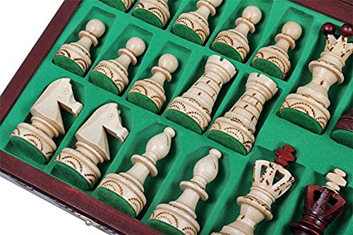 Handmade Chess Set European Ambassador with 21" Board and Hand Carved Chess Pieces