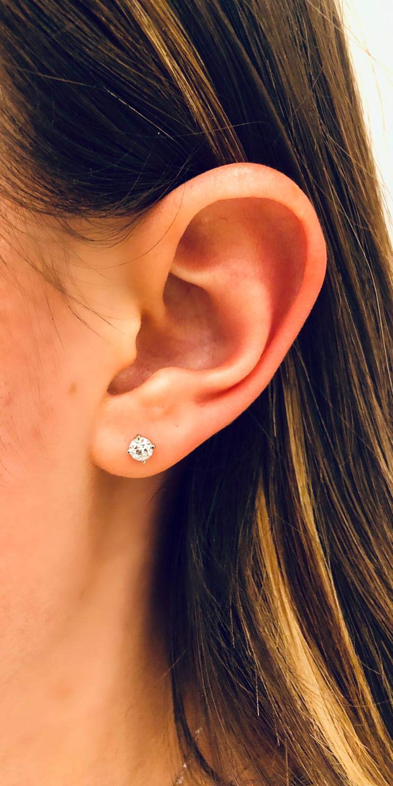 IGI Certified 1 Carat D-E Color Lab Grown Diamond Round Stud Earrings in 14k Yellow Gold 4-Prong Set Screw Back by Beverly Hills Jewelers