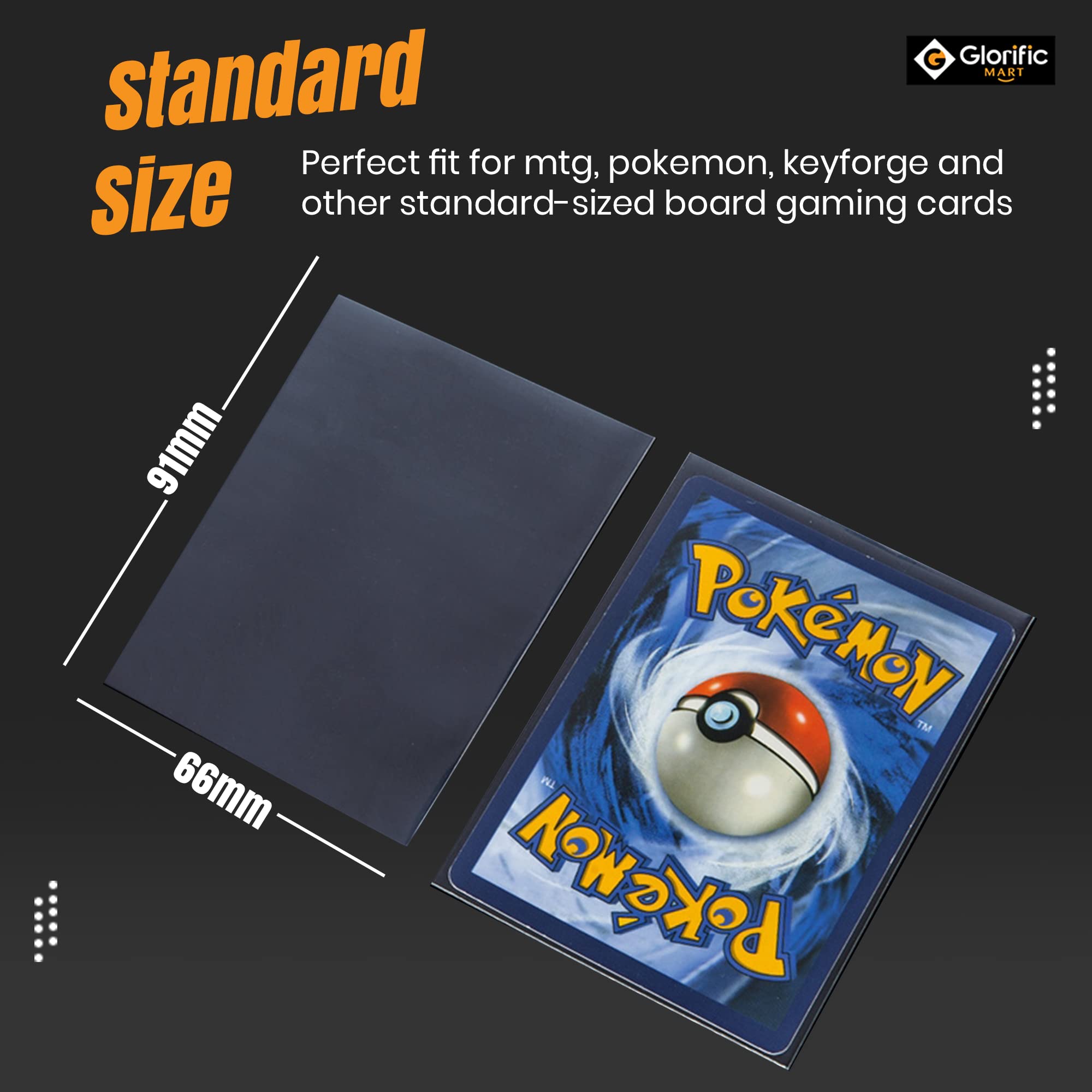 Glorific Mart 200 Card Sleeves - Dual Textured Protector Sleeves - Card Protector for MTG, Sports Cards, Baseball - Deck Protectors for Trading Cards and Board Game - 2-5/8" X 3-5/8"