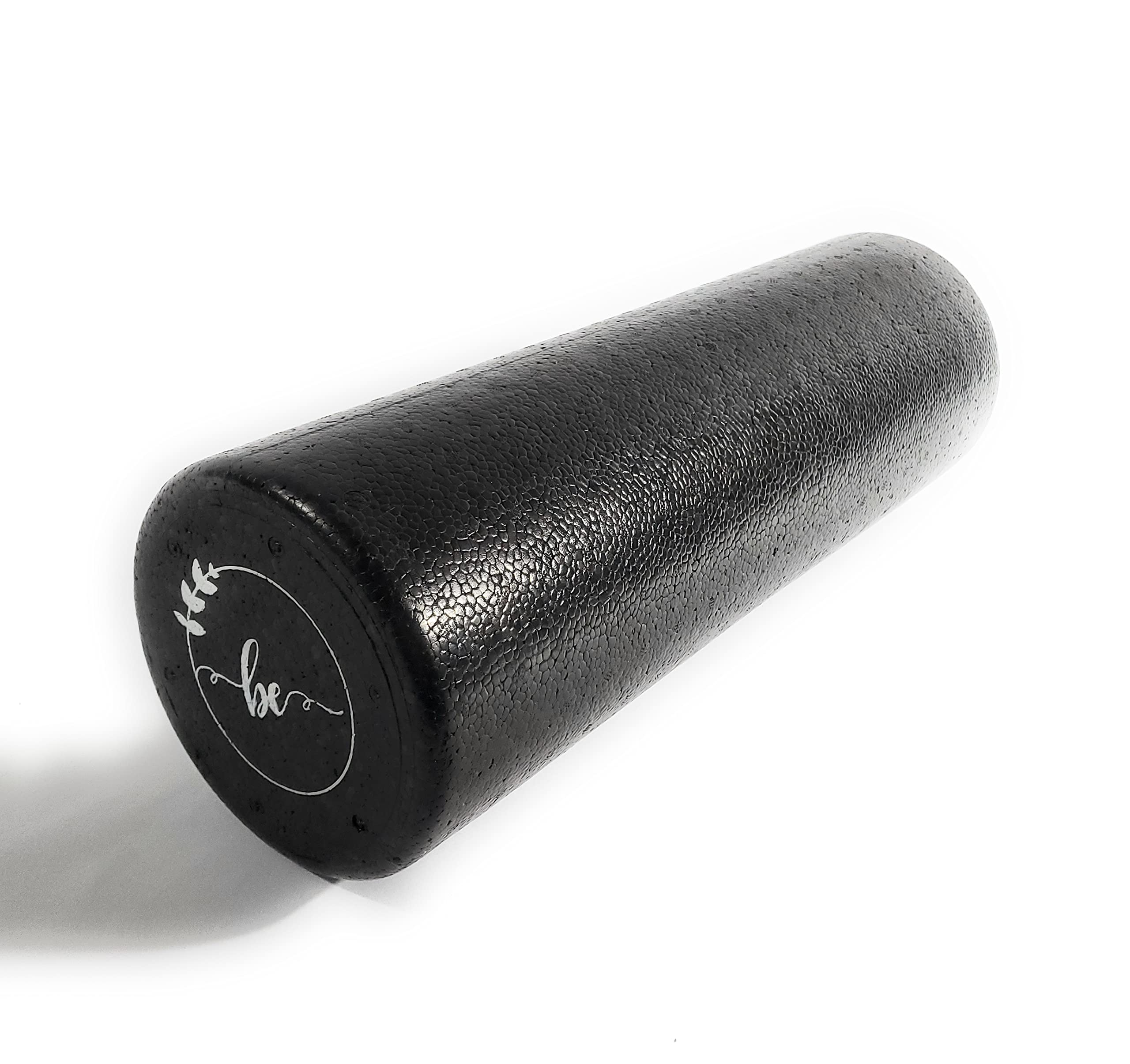 High Density Foam Roller by BE for Targeted Muscles Release, Extra Firm High Density for Physical Therapy, Exercise, Deep Tissue Muscle Massage MyoFacial Release, 18 inches Body Roller in Black