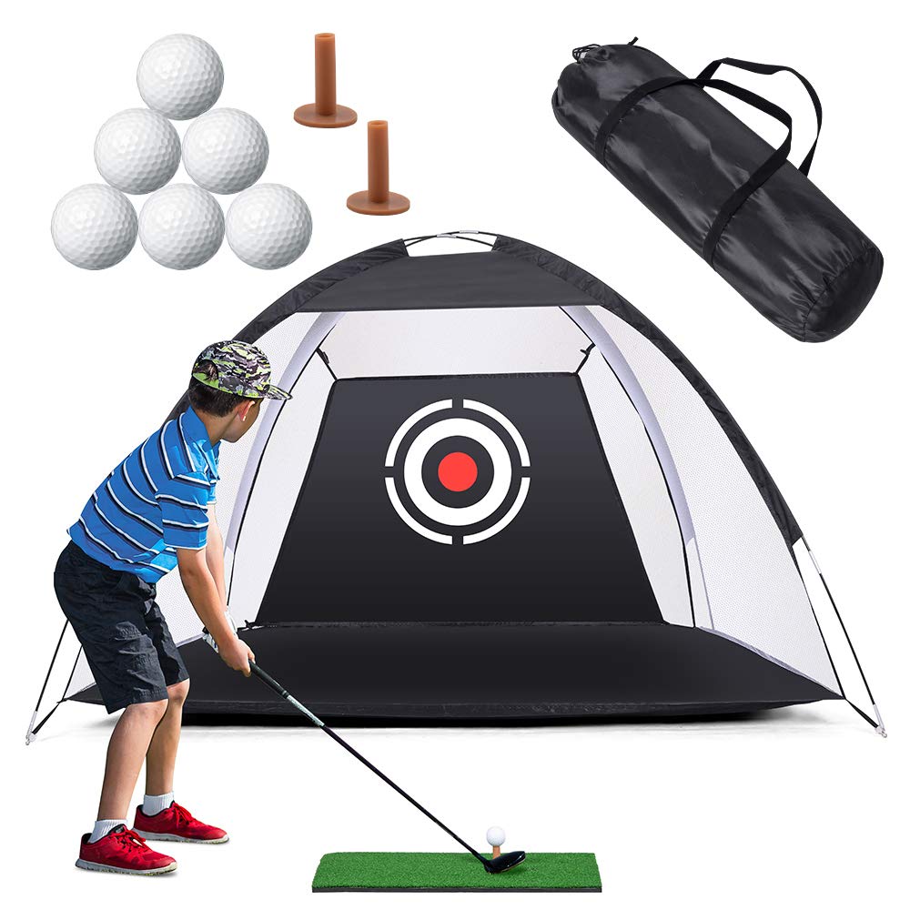 Golf Practice Net Golf Hitting Nets, Golf Training Net with Target Bundles for Backyard Swing Hitting Chipping, Grass Mat, Golf Tees, 6 Golf Balls and Carry Case Indoor Outdoor Use, 6.5X4.6X3.3ft