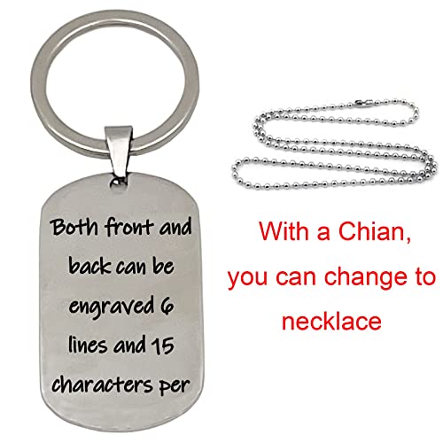 good goods Personalized Customize Inspirational Keyring Stainless Steel Dog Tag Name Keychain,Engraved Gift for Men Boys Boyfriend (Silver horizontal)