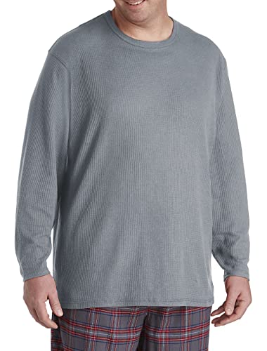 Harbor Bay by DXL Men's Big and Tall Long-Sleeve Waffle-Knit Crewneck Tee Grey 4XL