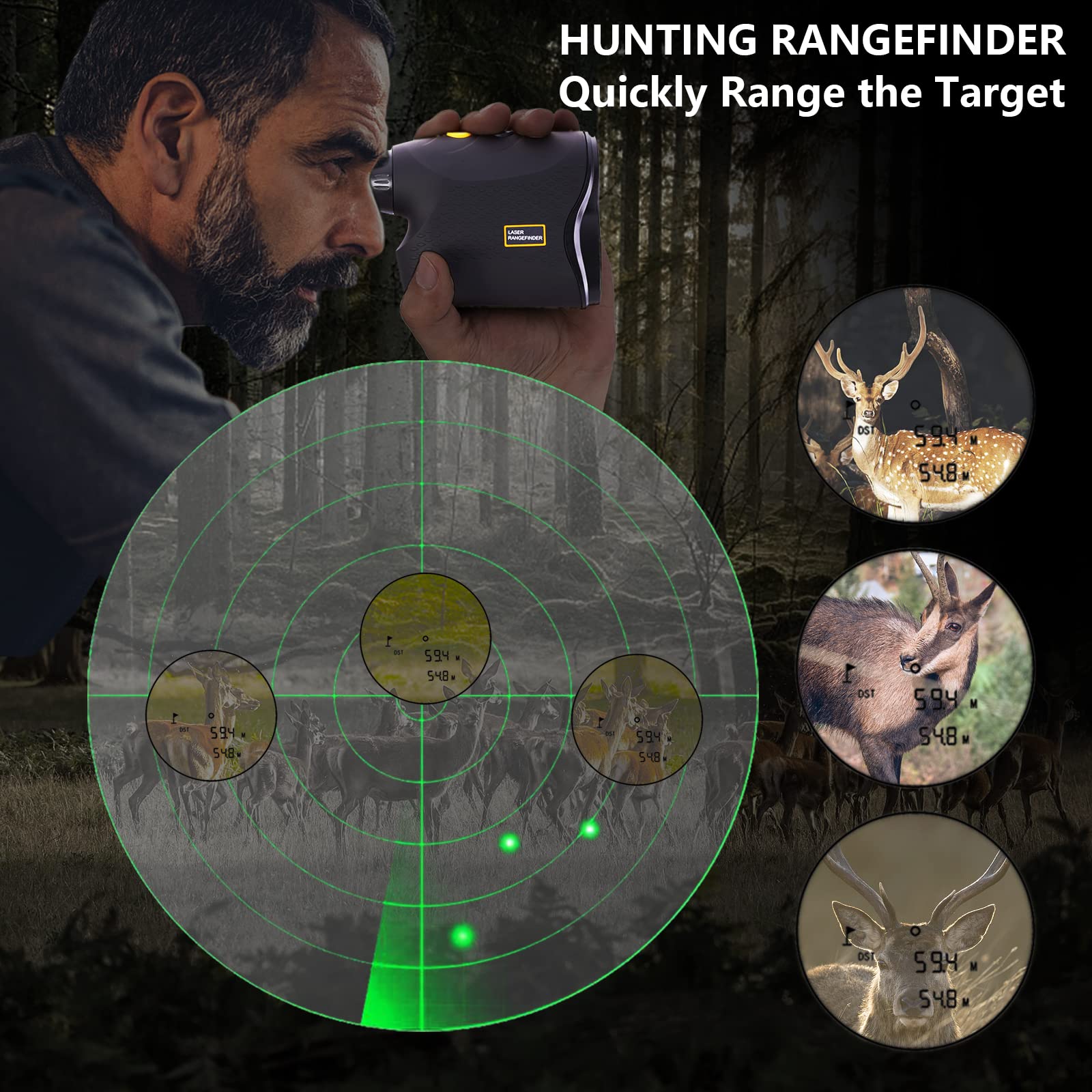 Golf Range Finder 700 Yard (600m), Fancyall Laser Rangefinder Devices 6X Magnification, Range Finder for Golf & Hunting (Measure Range 3-600m (±1m), with Measure Speed<0.5s, with Adjust Range ± 6°)