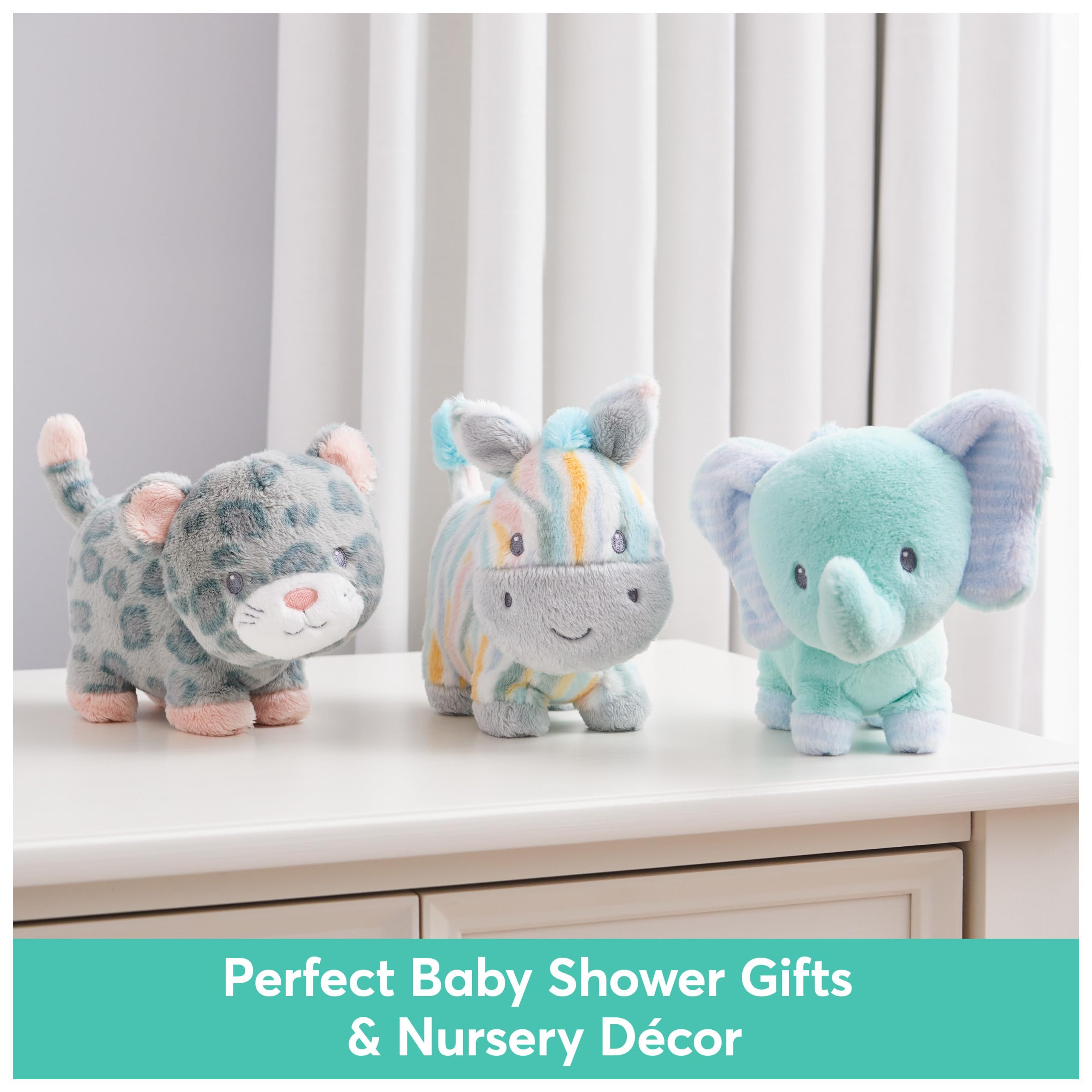 GUND Baby Safari Friends Collection Plush Elephant with Chime, Sensory Toy Stuffed Animal for Babies and Newborns, Teal, 7"