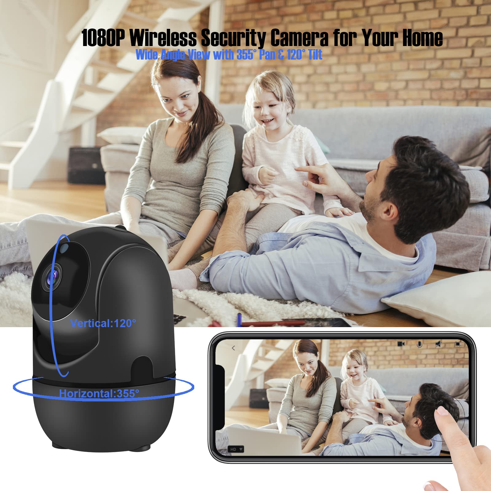 Indoor Security Camera, 2K 5GHz WiFi Camera for Home Security, Dog Pet Camera with Phone App, Motion Tracking, Crying Alert, 2-Way Audio, IR Night Vision, Works with Alexa & Google Assistant (White)