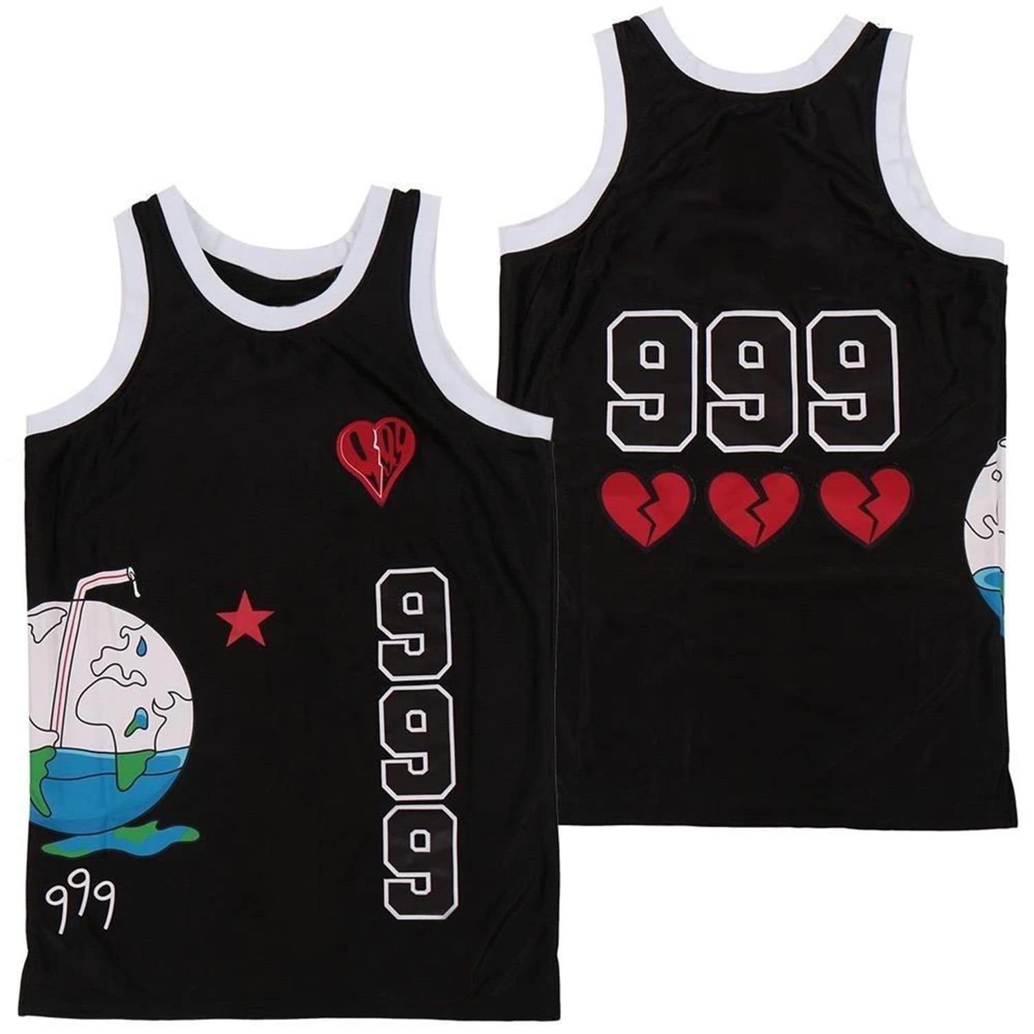 HNZY Men's 999 Embroidery Stitched Basketball Jerseys (Medium) Black