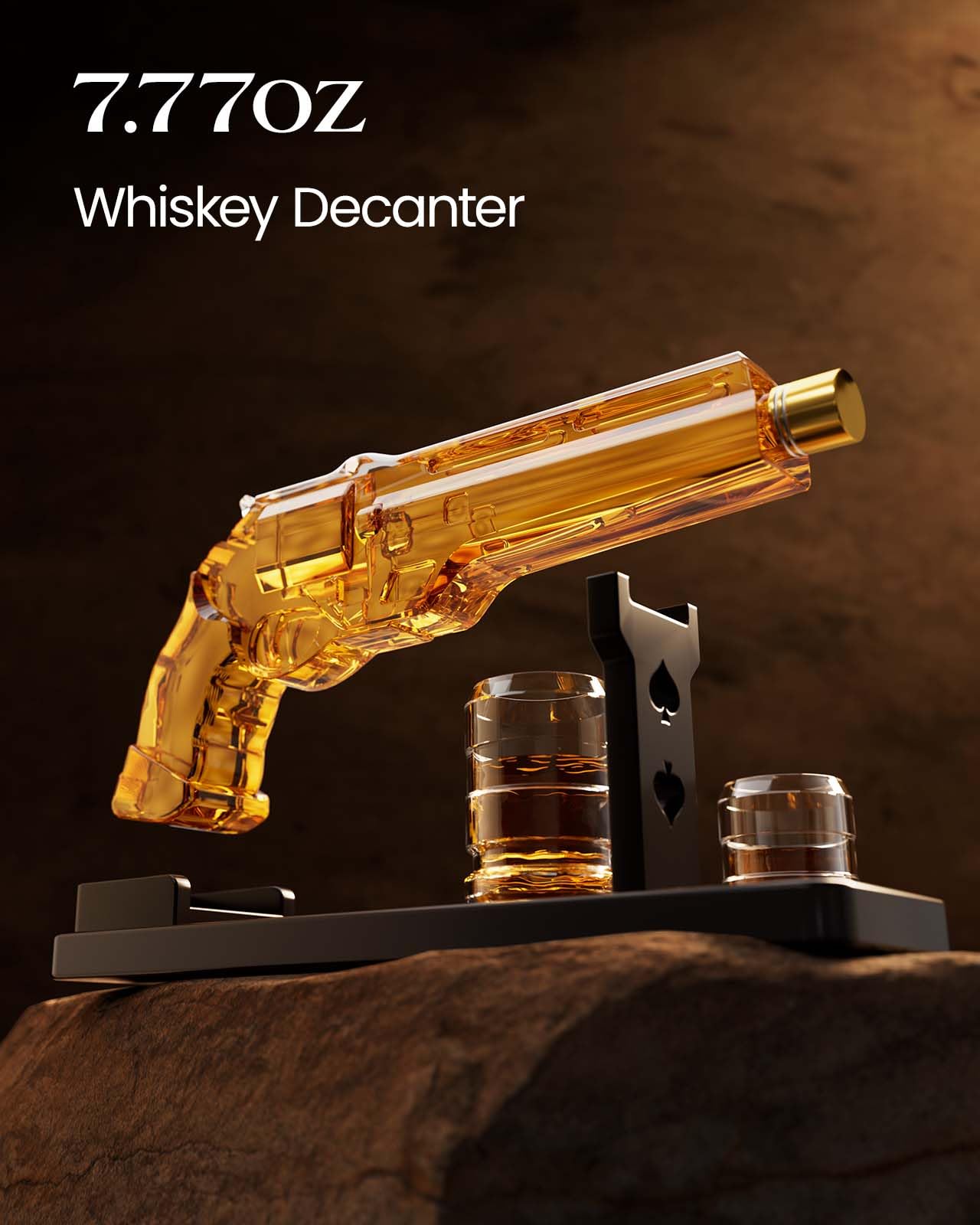 Gun Whiskey Decanter Sets for Men, Kollea Liquor Decanter Set with Glass, Unique Birthday Gift Ideas for Men Dad Father, Cool Anniversary Stuff Gifts for Him Husband, Dispenser for Bar Drinking Party