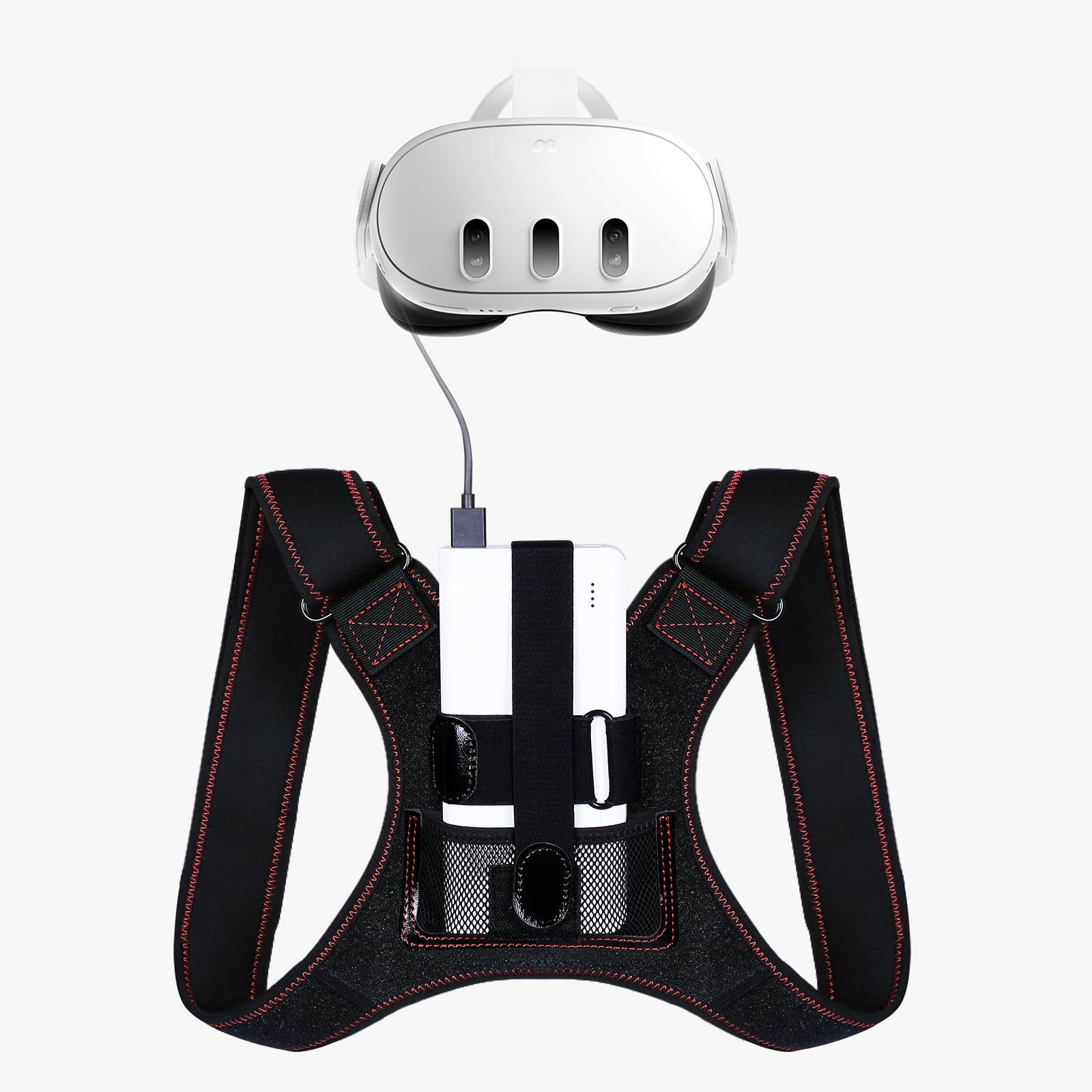HZLucki Battery Back Brace Compatible with Oculus Quest 3/Quest 2/Quest Pro/Valve Index/Vision Pro and Other VR Head Strap, Adjustable Posture Corrector Enhanced Comfort Support for Men & Women