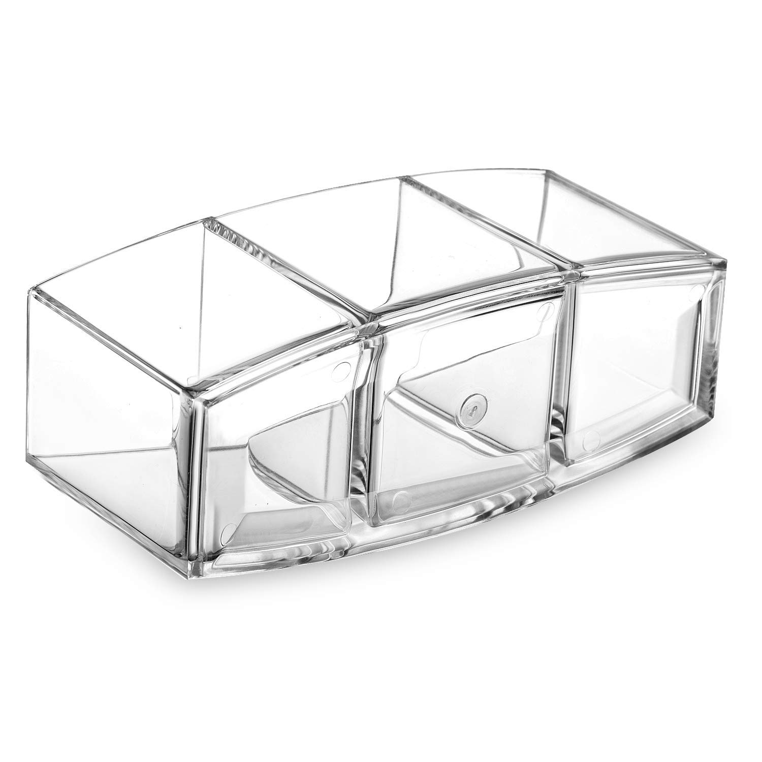 HBlife Clear Makeup Brush Holder Organizer, Acrylic Cosmetic Brushes Storage with 3 Slots, Eyeliners Display Case for Vanity