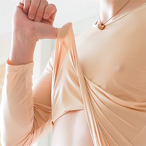 IYUNYI Men's Thermal Underwear Set, Ice Silk Feeling Long Johns, Winter Thin Base Layer Top & Bottom Nude