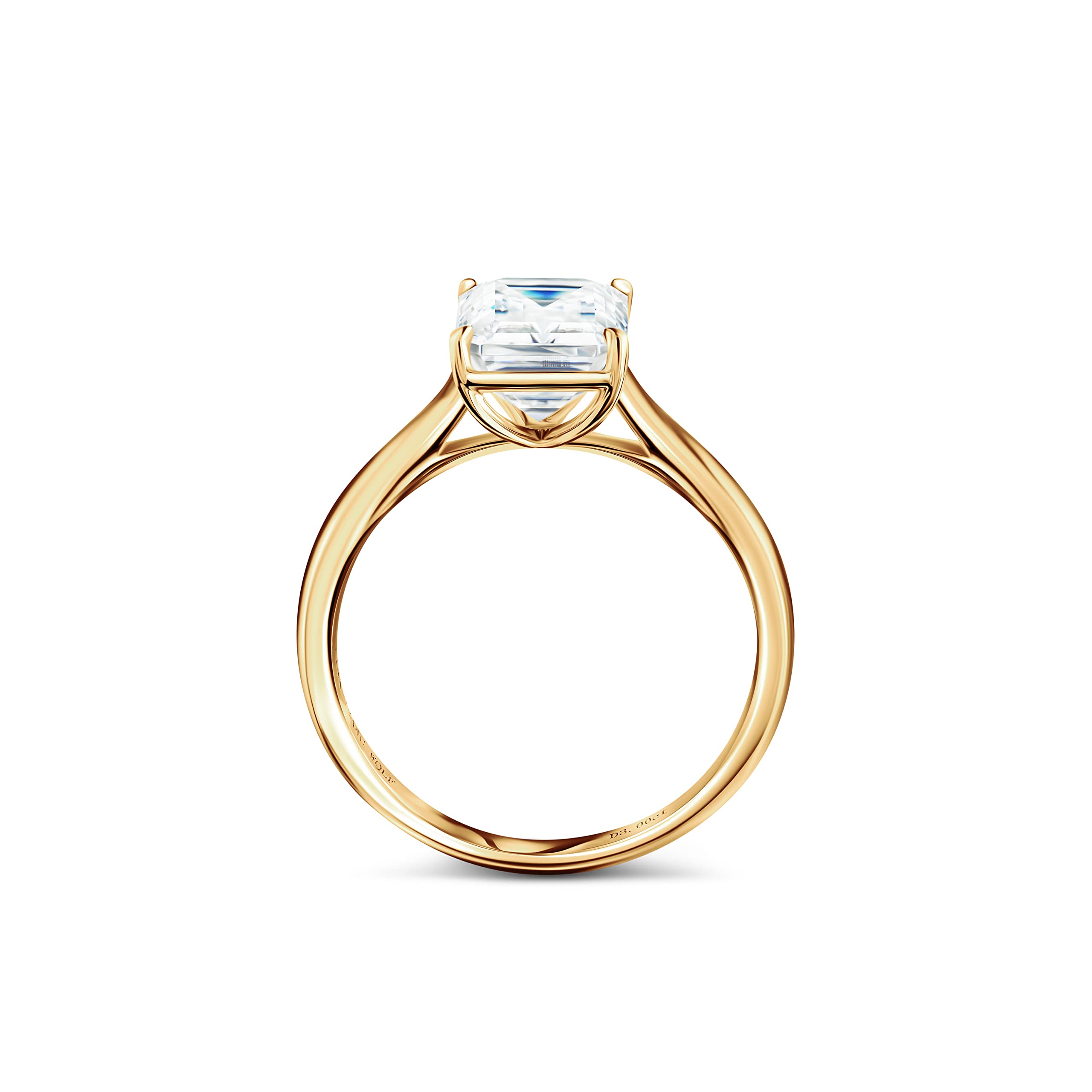 ISAAC WOLF Emerald Cut 10k Solid Gold 3 Carat Genuine Moissanite Diamond Solitaire Proposal Wedding Ring 10k Solid White, Yellow OR Rose GOLD (Yellow Gold, 5)