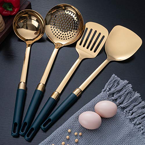 Golden Stainless Steel Cookware Cooking Tool Soup Spoon Spatula Fork Shovel Kitchen Utensils Set