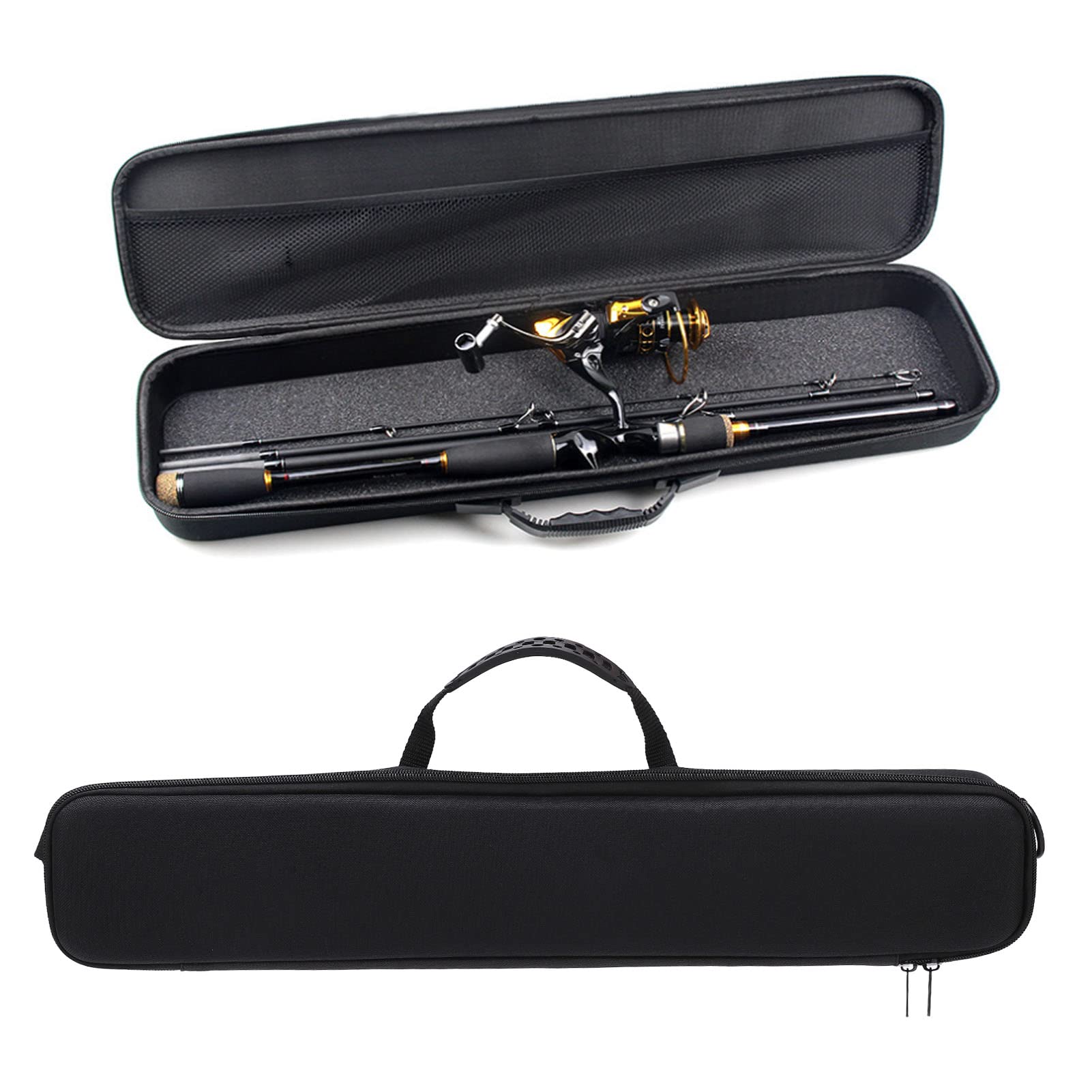 Hard Shell Rod Holder Bag, Anti‑Shock Fishing Rod Bag Large Space Double Zipper for Fishing Tools