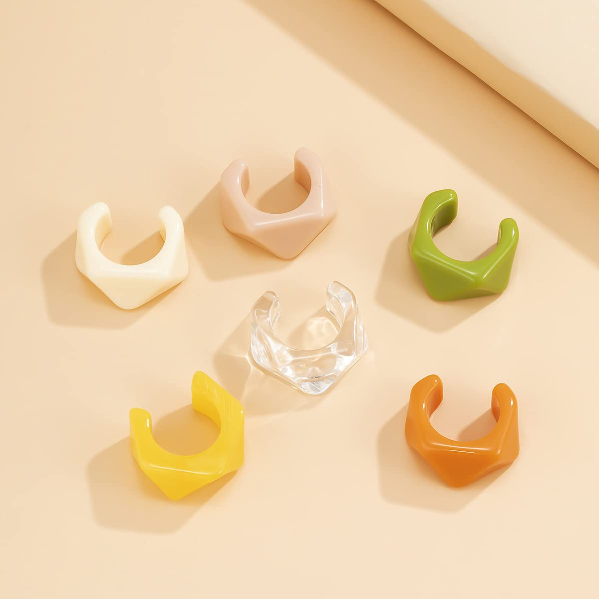 Grhose Resin Chunky Rings Set for Women Girls Acrylic Resin Rings Cute Trendy Rings Plastic Resin Stackable Ring sets