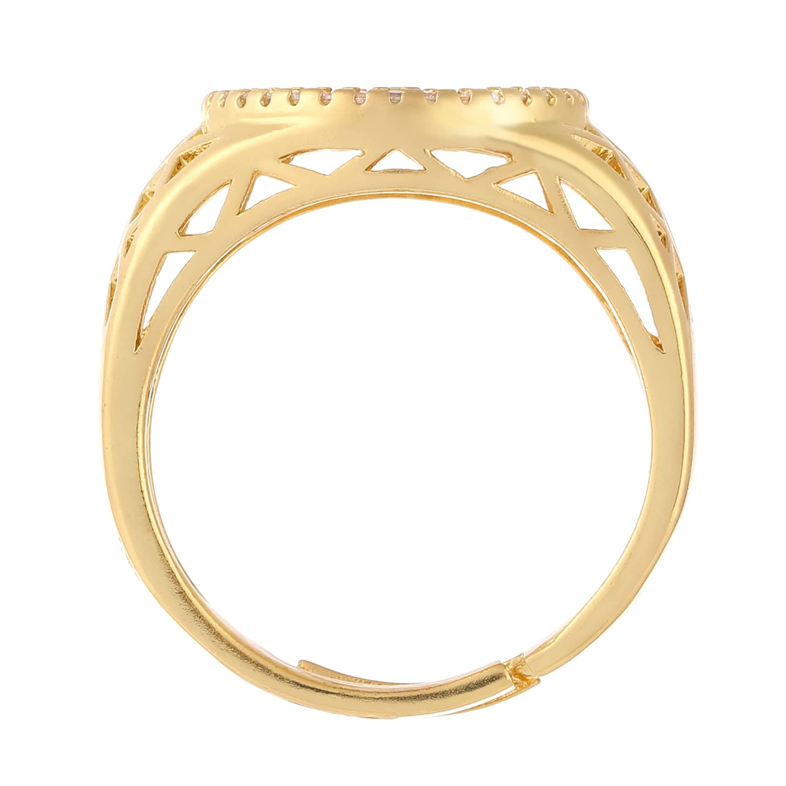 Itcoery Women's Evil Eye Signet Ring Inlaid Zirconia Hip Hop Round Gold Stackable Band Rings