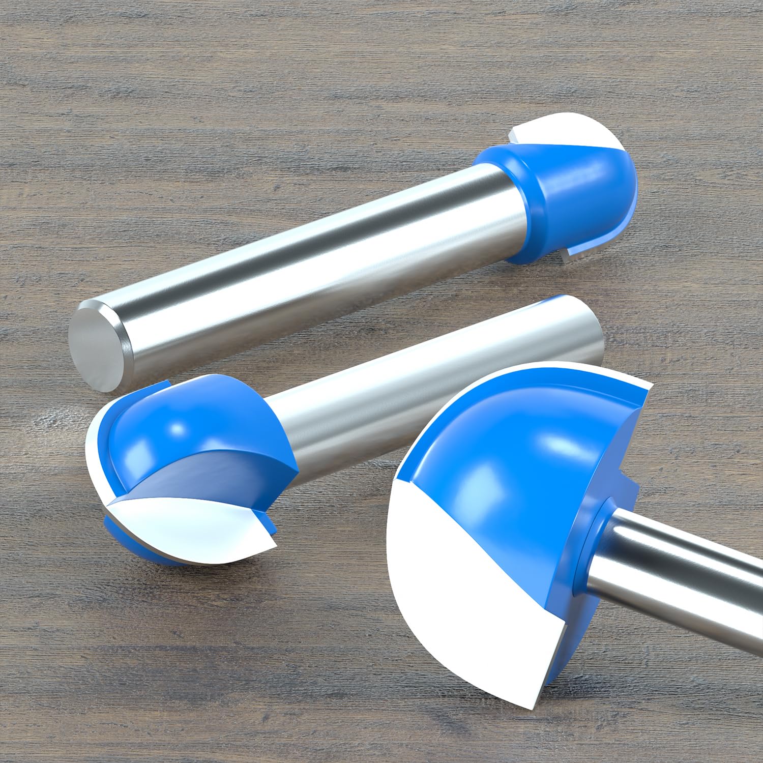 Helovmine 1/4 Inch Shank Round Nose Cove Core Box Router Bit Set Solid Carbide Double Flute Round Nose Router Bit 1/4" 5/16" 3/8" 1/2" 5/8" 3/4" 7/8" 1" Cutting Diameter Woodworking CNC Tools