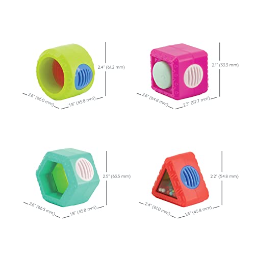Infantino Peek & See Activity Blocks - Fine Motor Skills, Stacking Play, Block Set, Sensory Play, Rattle Sounds, Shapes, Colors, Tactile Multi-Textured Blocks, Easy Press & Stay Design, 6+ Months