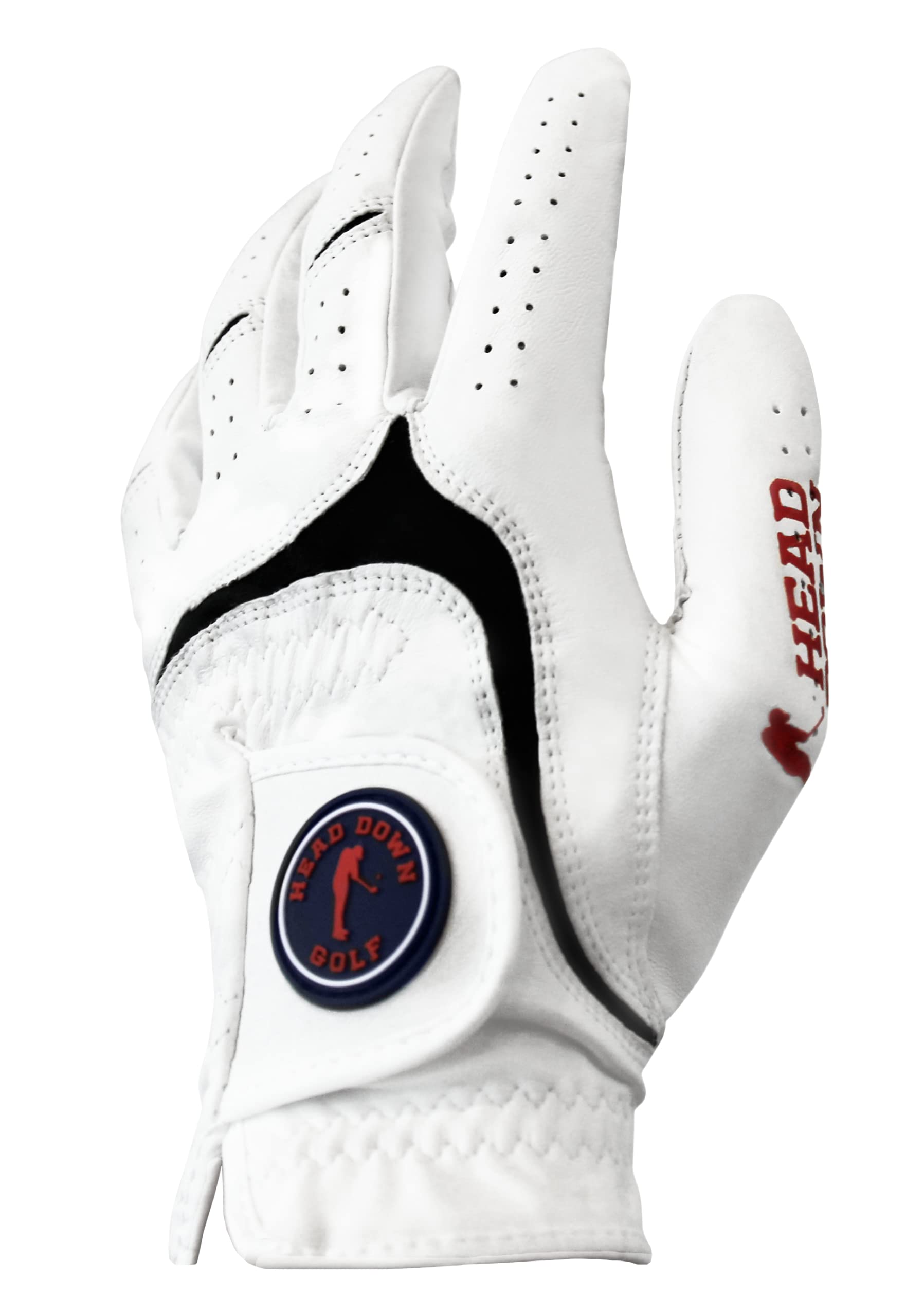Head Down Golf Men's White Cabretta Premium Golf Glove (X-Large)