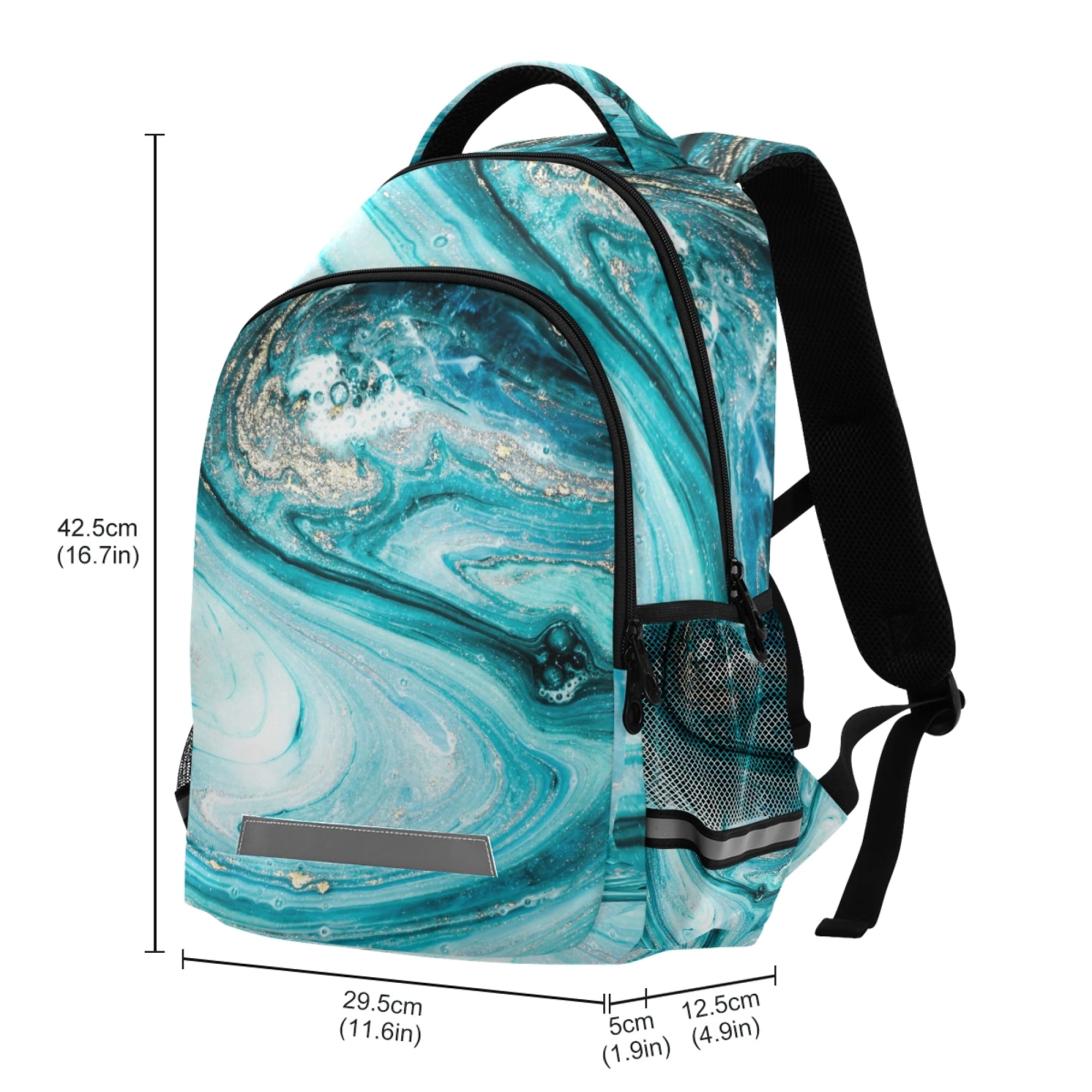 Glaphy Ocean Blue Marble Backpacks Laptop School Book Bag Lightweight Daypack for Men Women Teens Kids